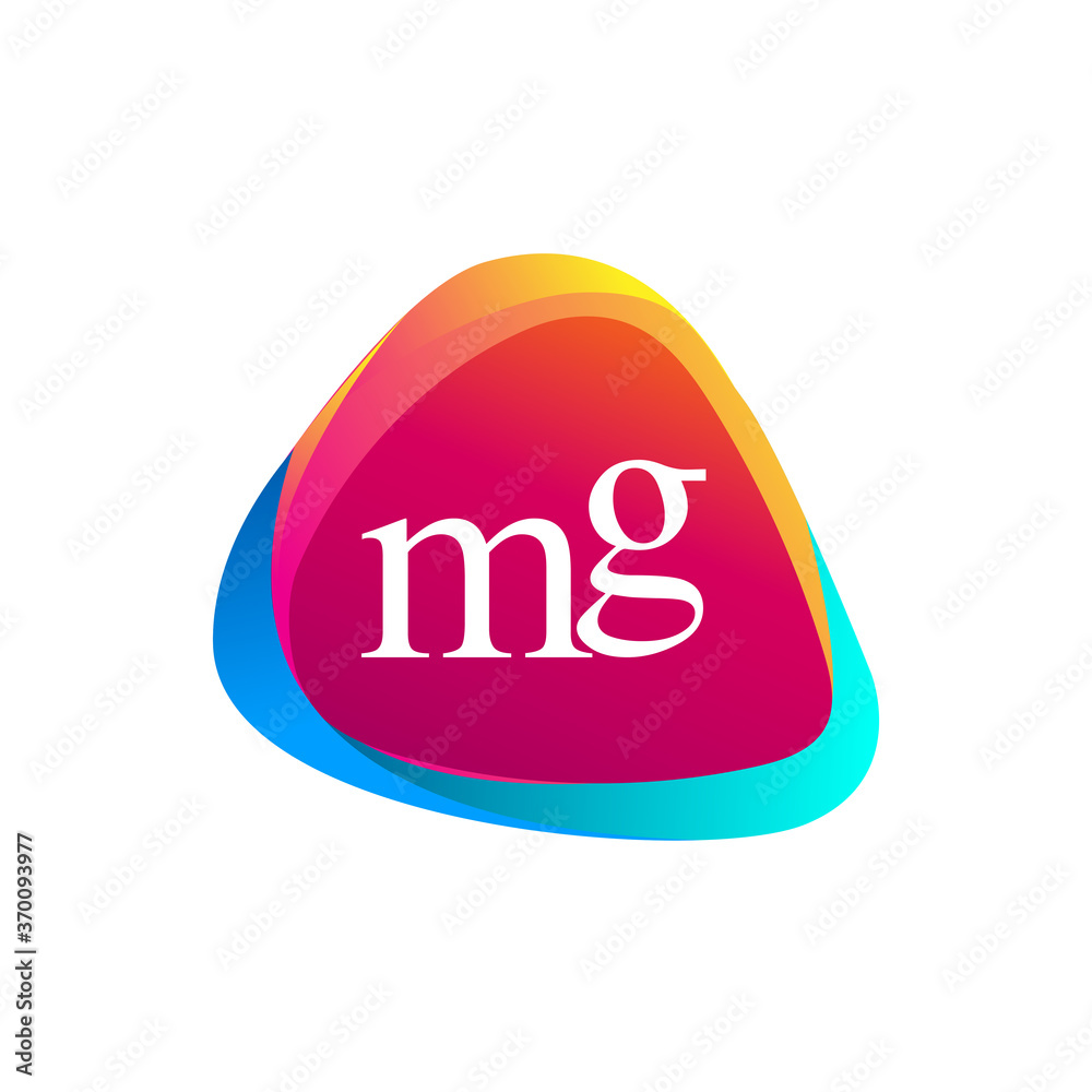 Letter MG logo in triangle shape and colorful background, letter ...