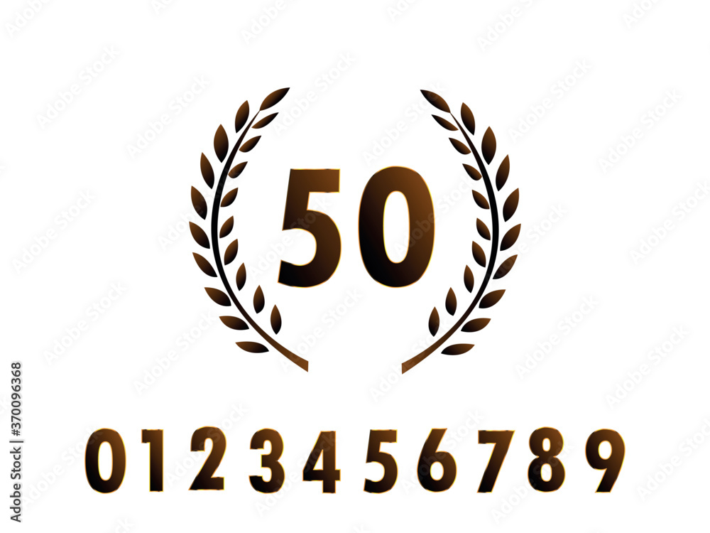 50 Anniversary numbers with laurel wreath illustration. Celebration ...