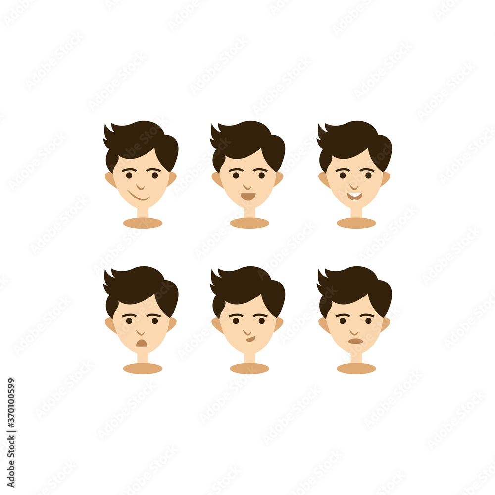 Set of male facial emotions.character set for your design, motion ...