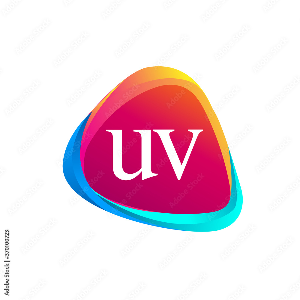 Letter UV logo in triangle shape and colorful background, letter ...