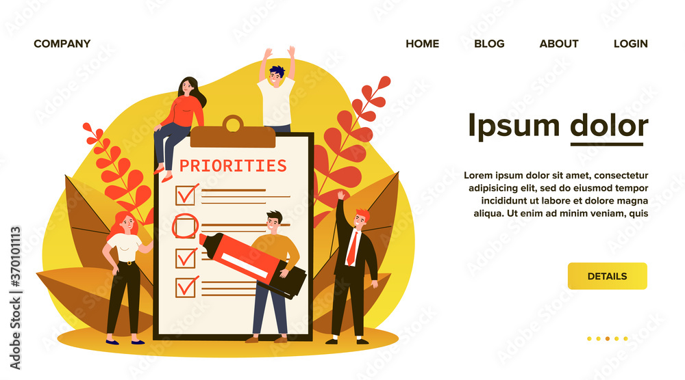 Happy young people making important notes and choice flat vector ...