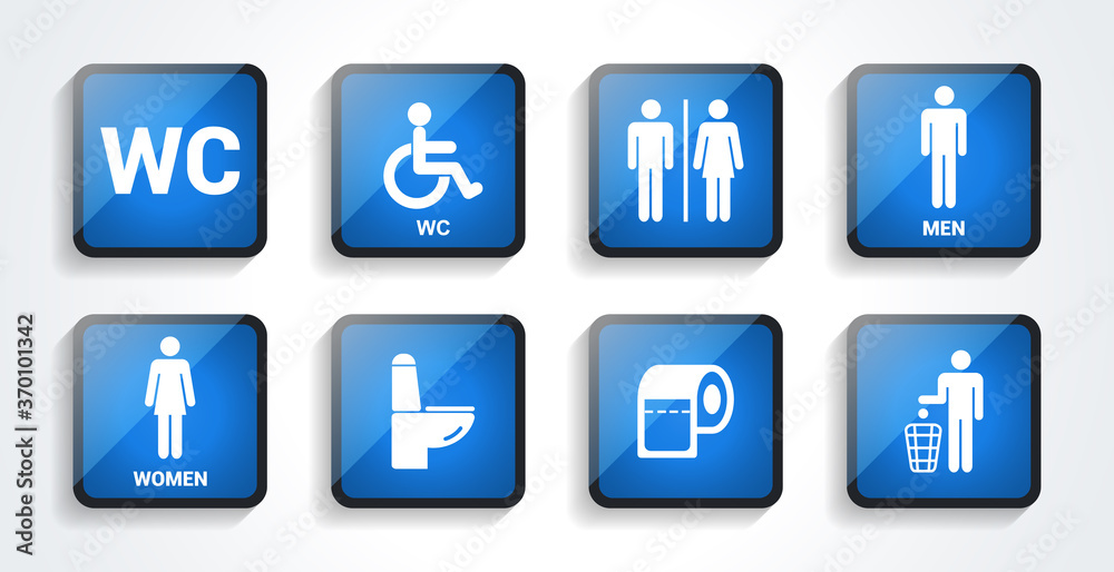 Toilet icons set in with shadow., Toilet signs, Restroom icons ...