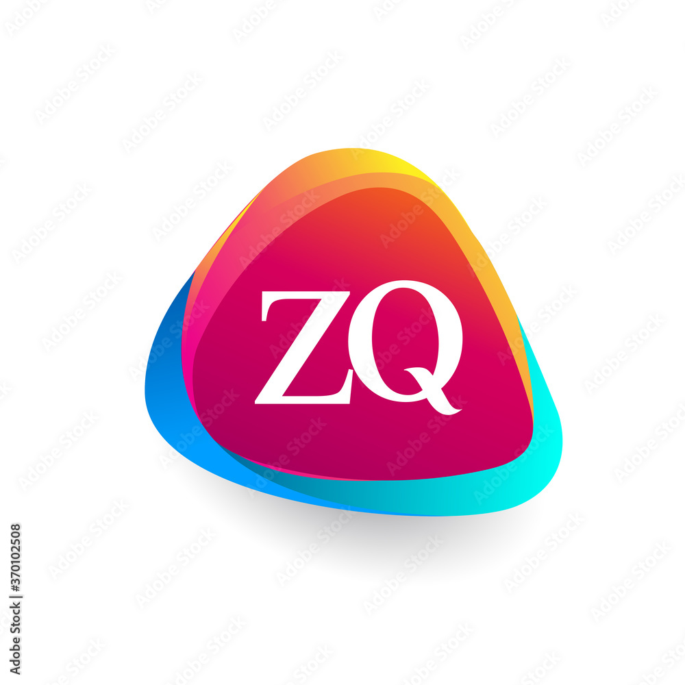 Letter ZQ logo in triangle shape and colorful background, letter ...