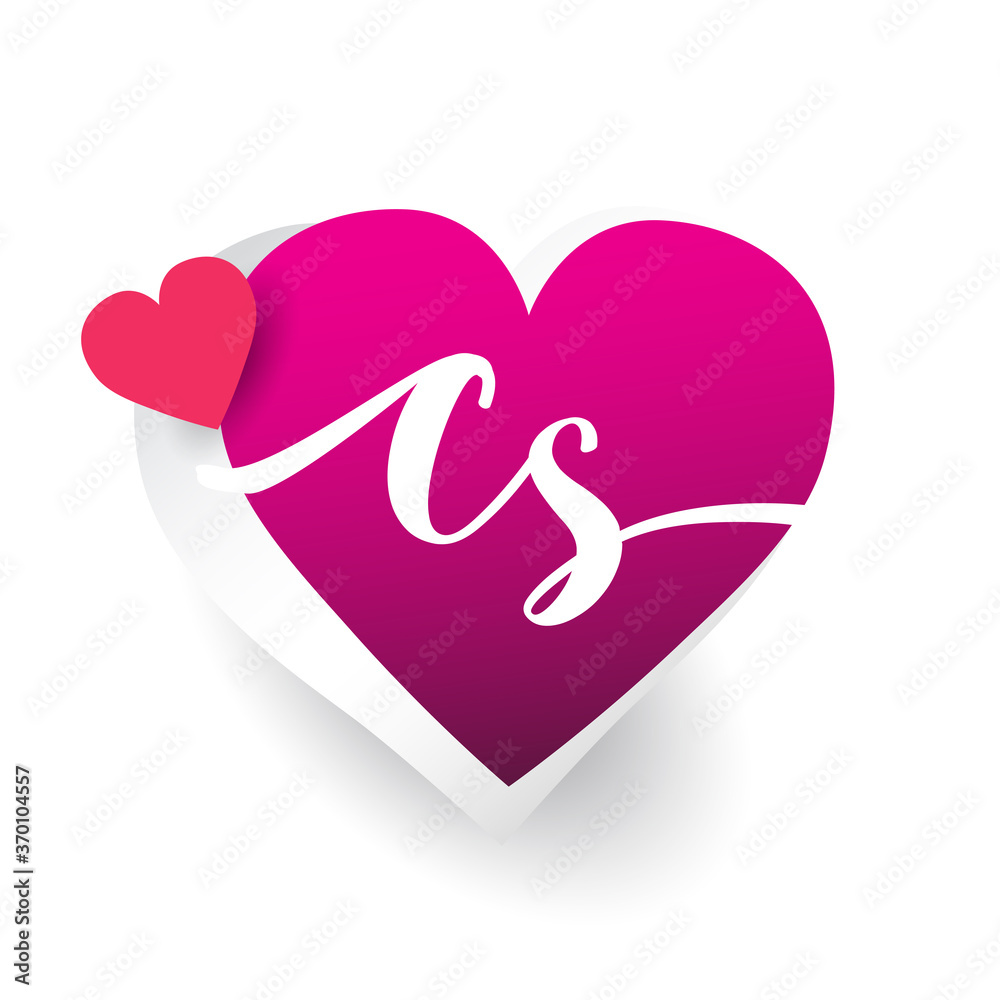 initial logo letter CS with heart shape red colored, logo design for ...