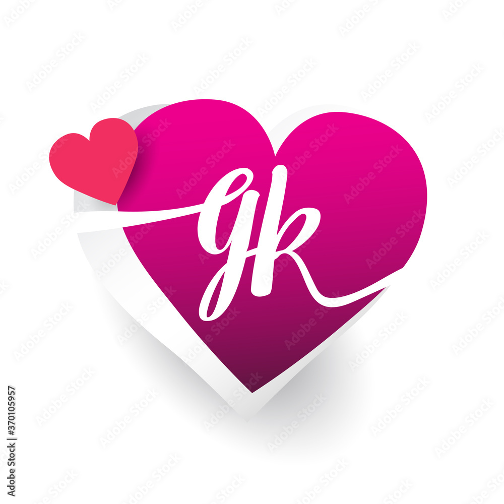 initial logo letter GK with heart shape red colored, logo design for ...