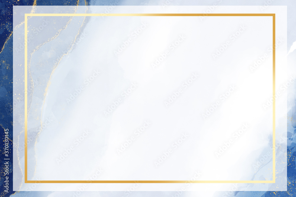 blue and gold watercolor background, Postcard watercolor design. Stock ...