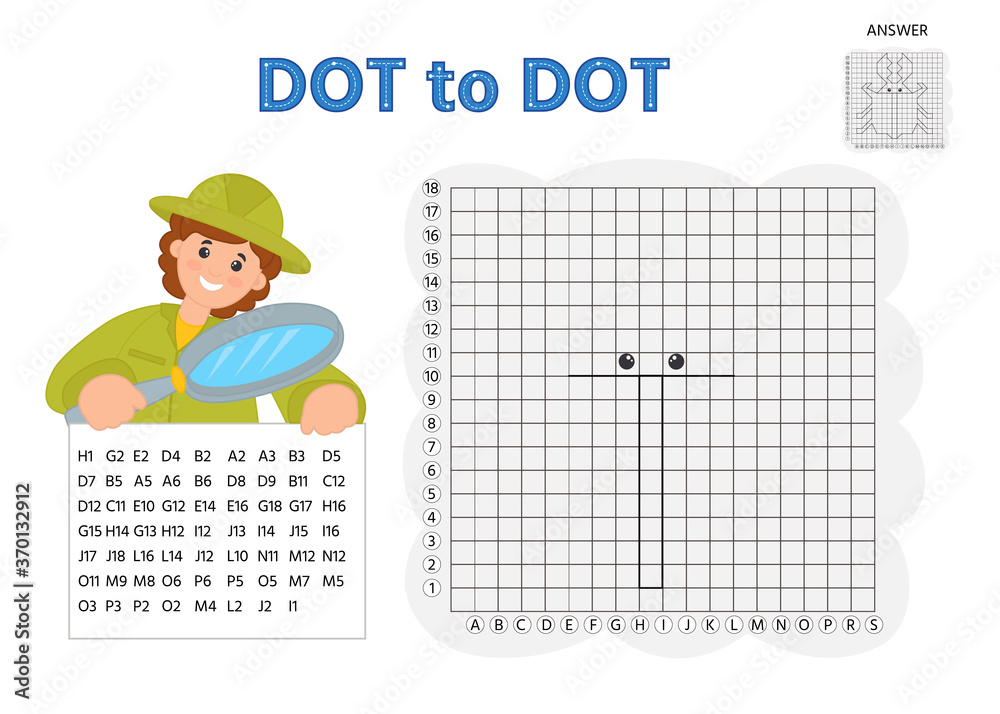 Game tasks for kids. Draw points by coordinates and connect them with ...