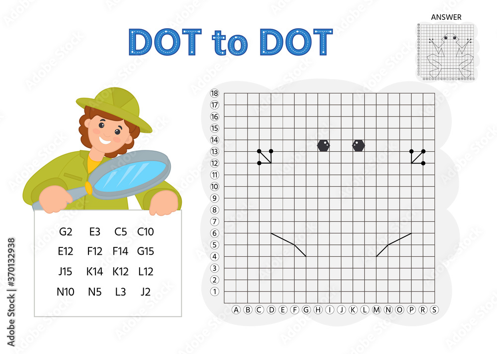 Game tasks for kids. Draw points by coordinates and connect them with ...
