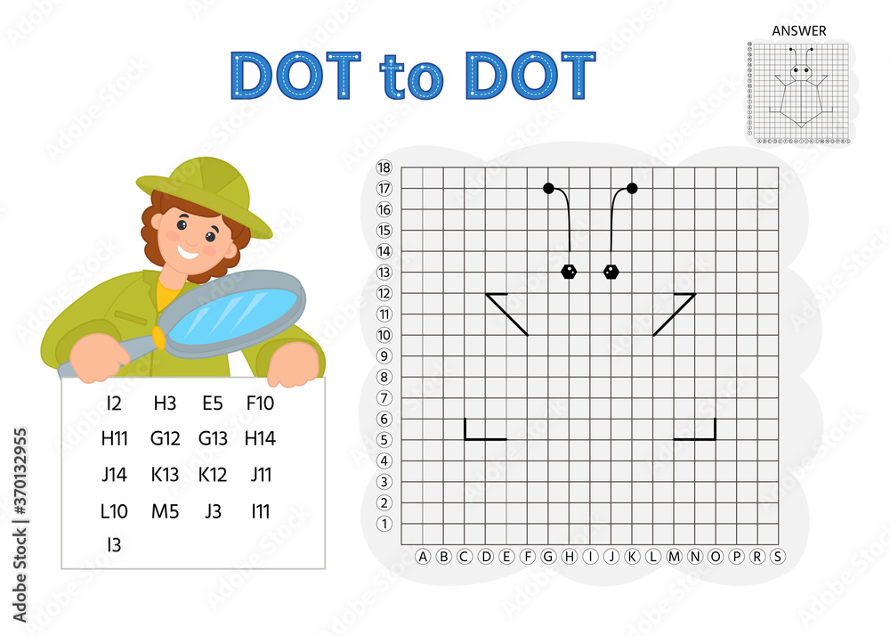 Game tasks for kids. Draw points by coordinates and connect them with ...