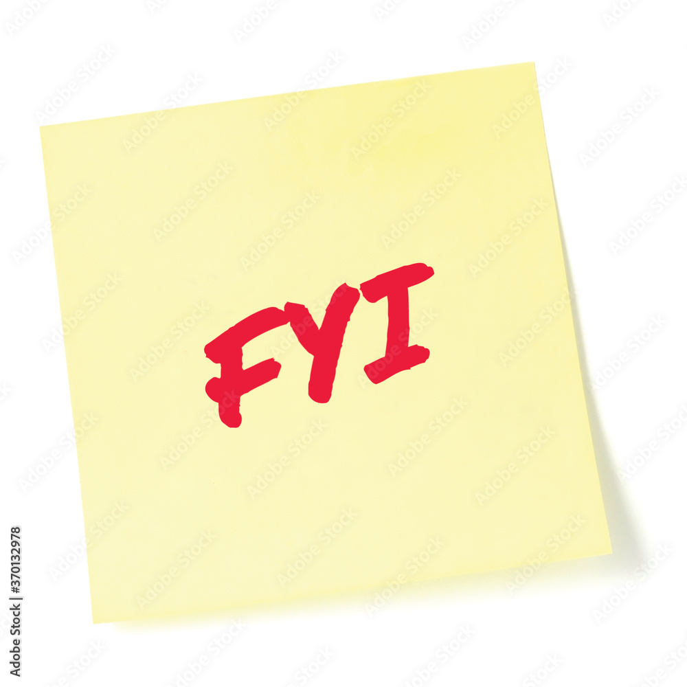For your information FYI red marker written acronym text isolated ...