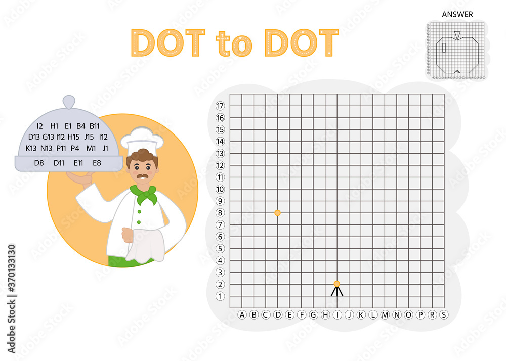 Game tasks for kids. Draw points by coordinates and connect them with ...