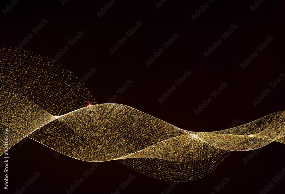 Abstract Gold Waves Design. Shiny golden moving lines design element ...