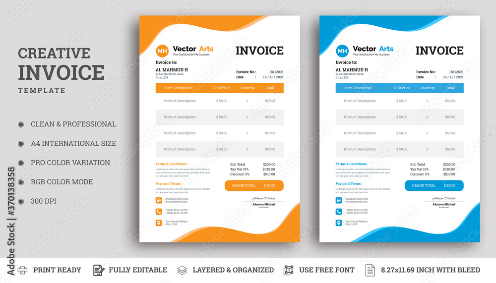 Invoice bill design template. Bill form business invoice and Office ...
