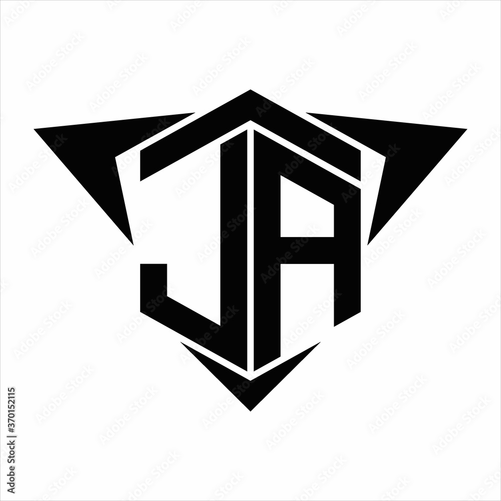 JA Logo monogram with wings arrow around design template on white ...