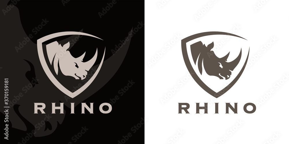Vetor de Concept Rhino head and shield company logo icon. Premium ...