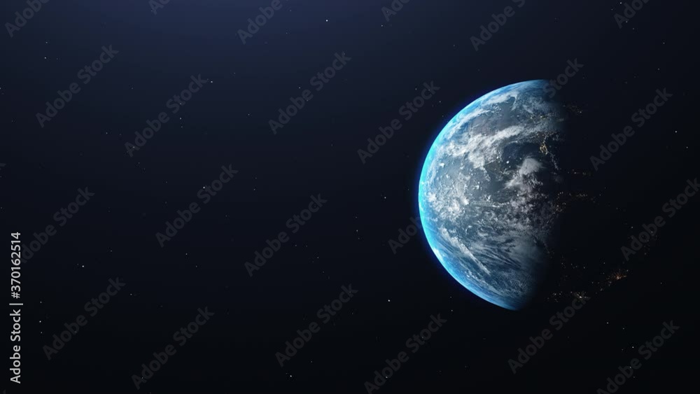 The view from space. Planet earth is in the right part of the screen ...