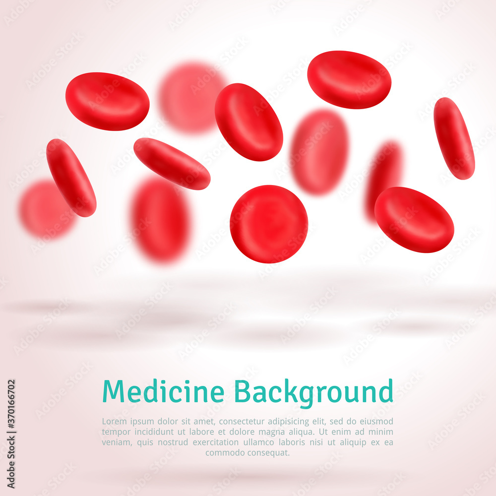 Medical background with 3d blood cells. Vector illustration. Donor day ...