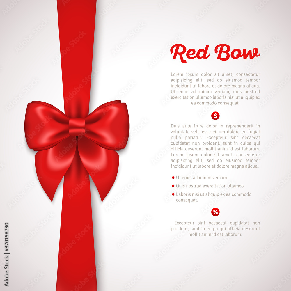 Red Ribbon with Satin Bow Isolated on White. Vector Illustration ...