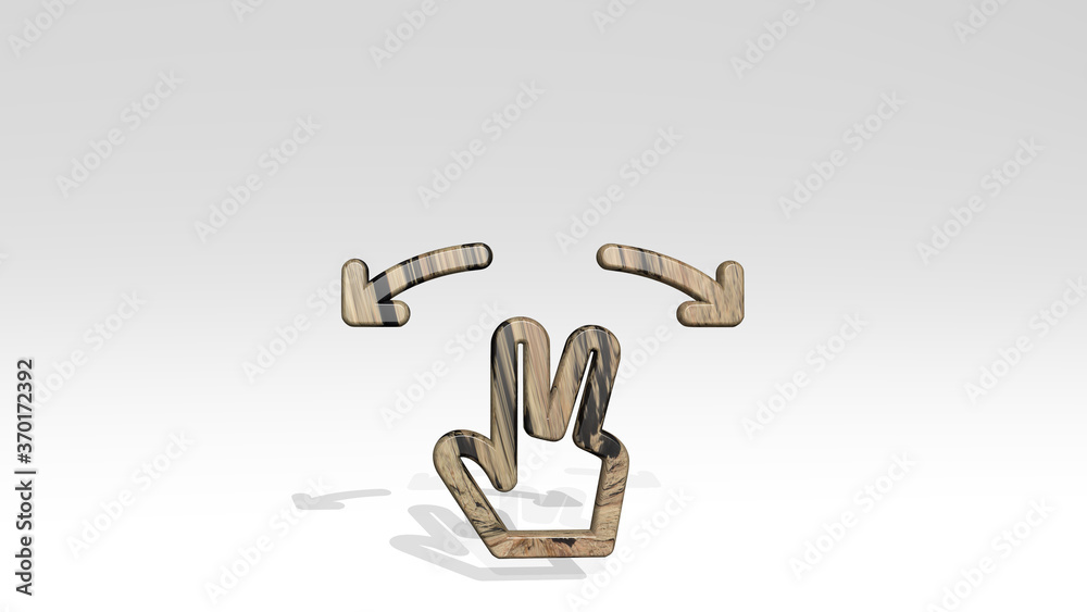 gesture two finger zoom out casting shadow from a perspective. A thick ...