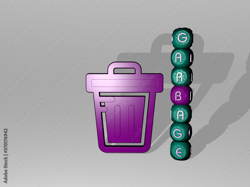 3D illustration of GARBAGE graphics and text around the icon made by ...