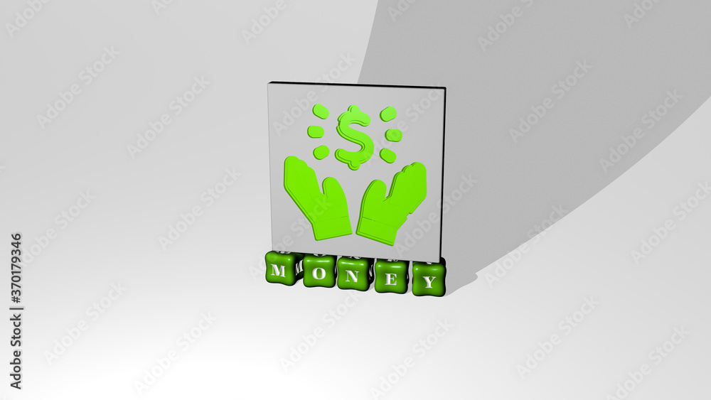 3D graphical image of money vertically along with text built by ...