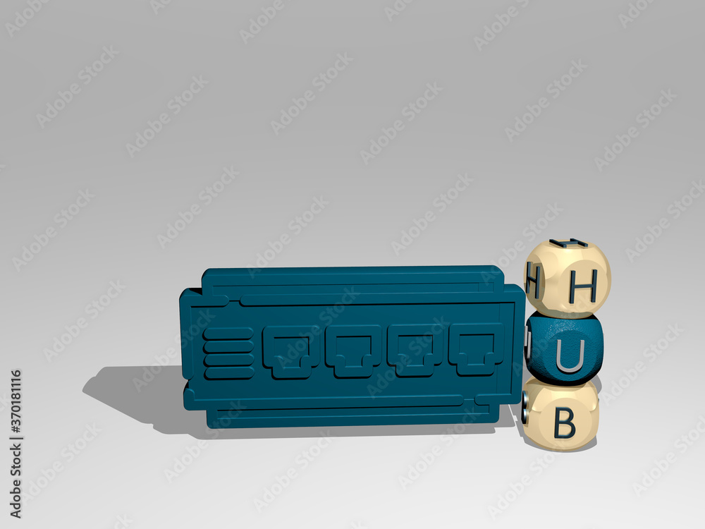 3D illustration of hub graphics and text around the icon made by ...