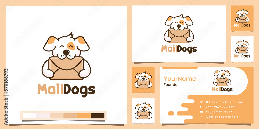 mail dog cartoon version logo design inspiration Stock Vector | Adobe Stock