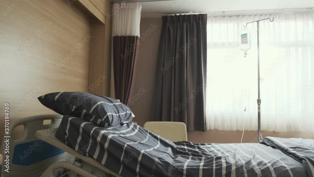 empty recover bed with big window and Salt water column in modern ...