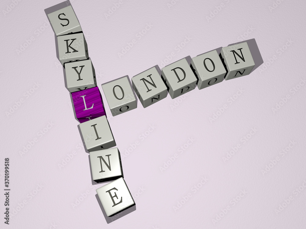 LONDON SKYLINE combined by dice letters and color crossing for the ...