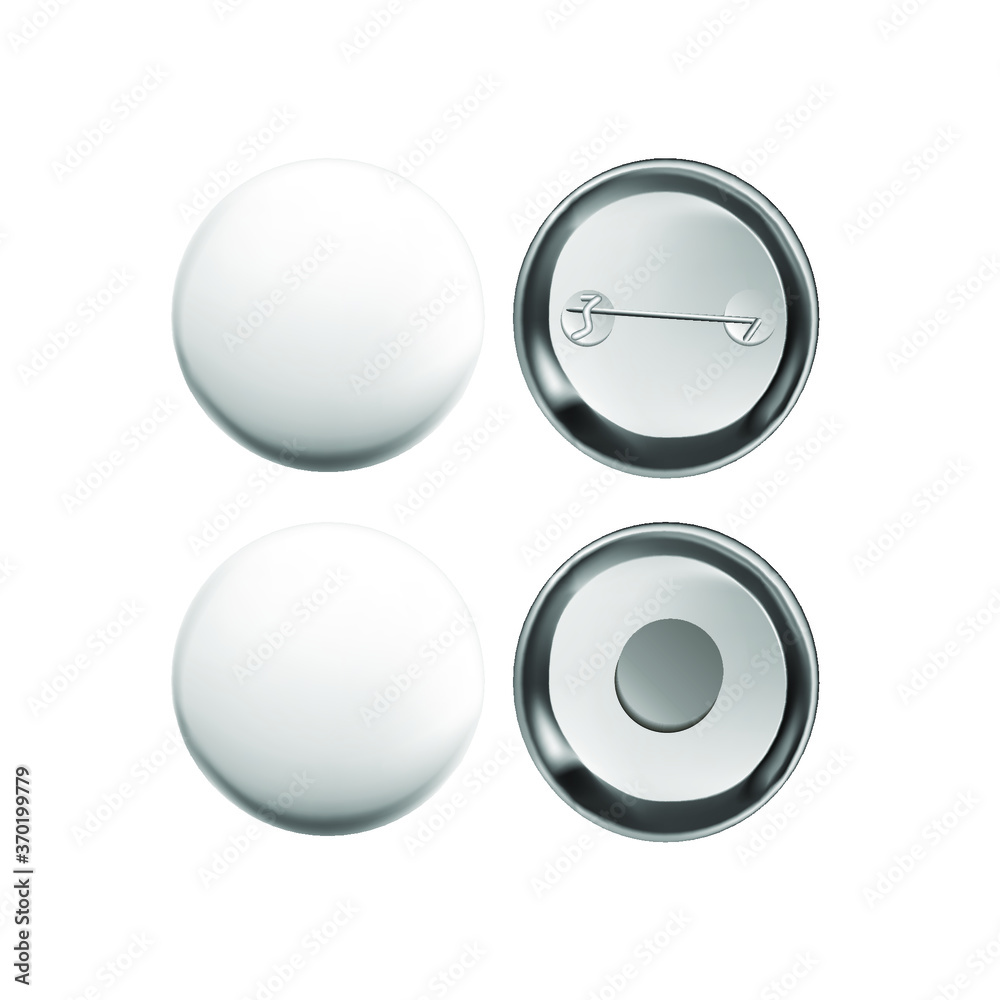 Universal mockup of white badge. Vector realistic illustration on white ...