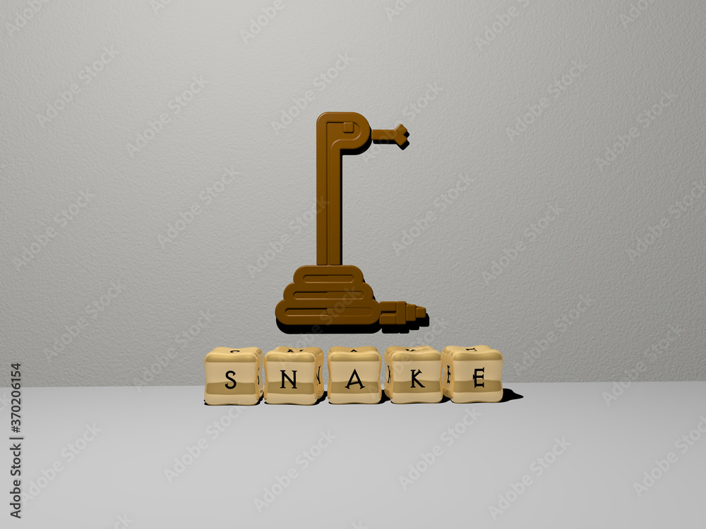 3D representation of snake with icon on the wall and text arranged by ...