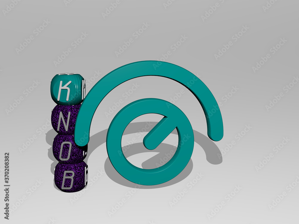 Poster 3D illustration of knob graphics and text around the icon made ...