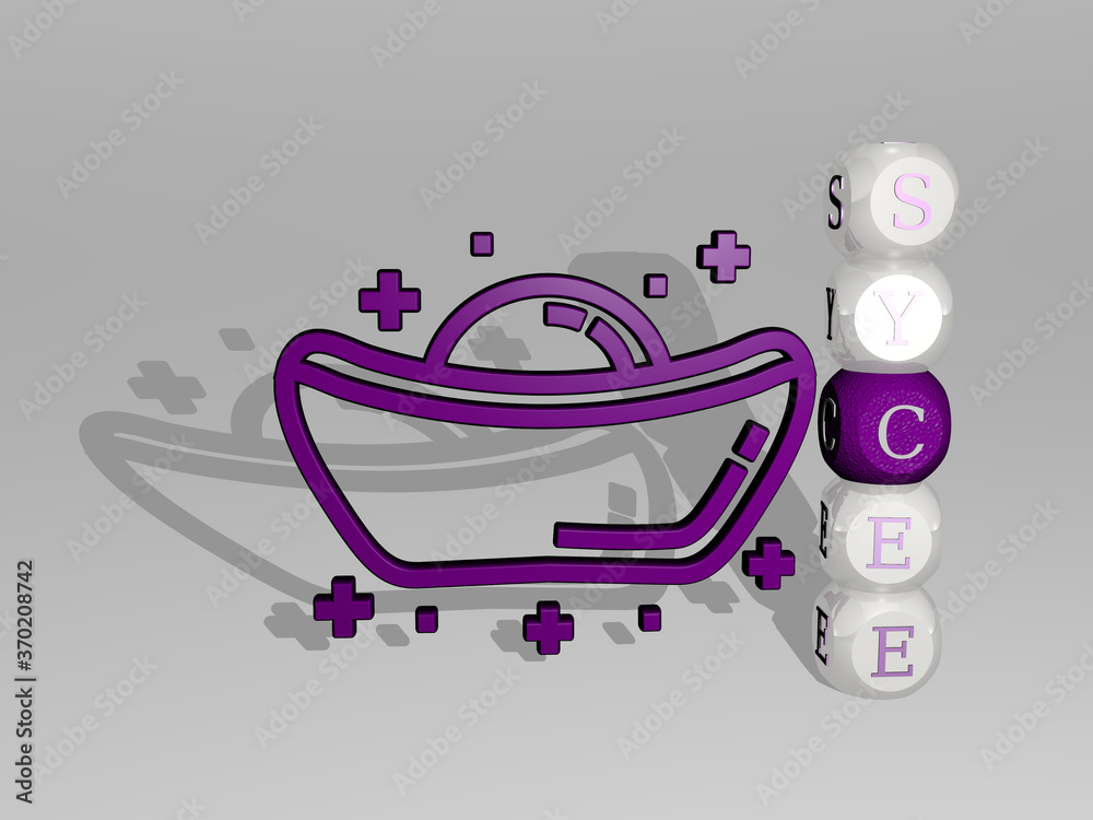3D illustration of sycee graphics and text around the icon made by ...