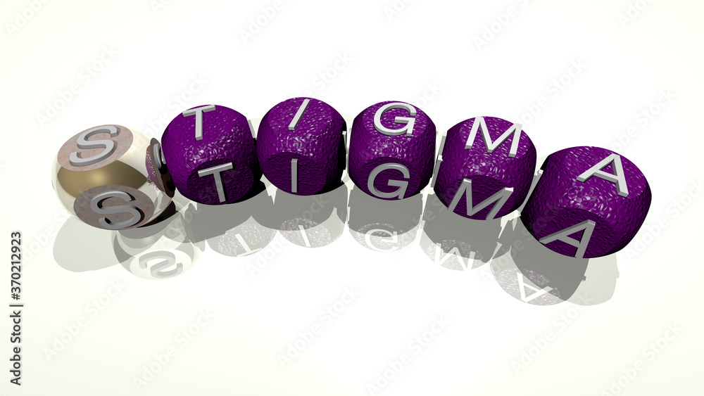 stigma combined by dice letters and color crossing for the related ...