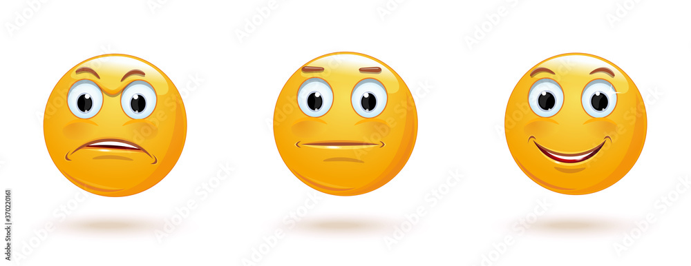 Indifferent cartoon icon. Neutral expressionless or surprised emoticon ...