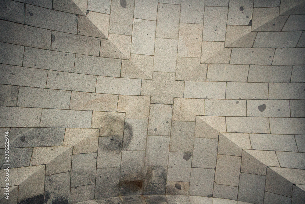 Architecture and design. Closeup view of the old monumental ceiling ...