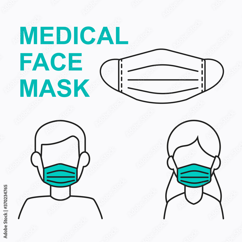 Face mask medical line icon. Simple outline vector illustrations in the ...
