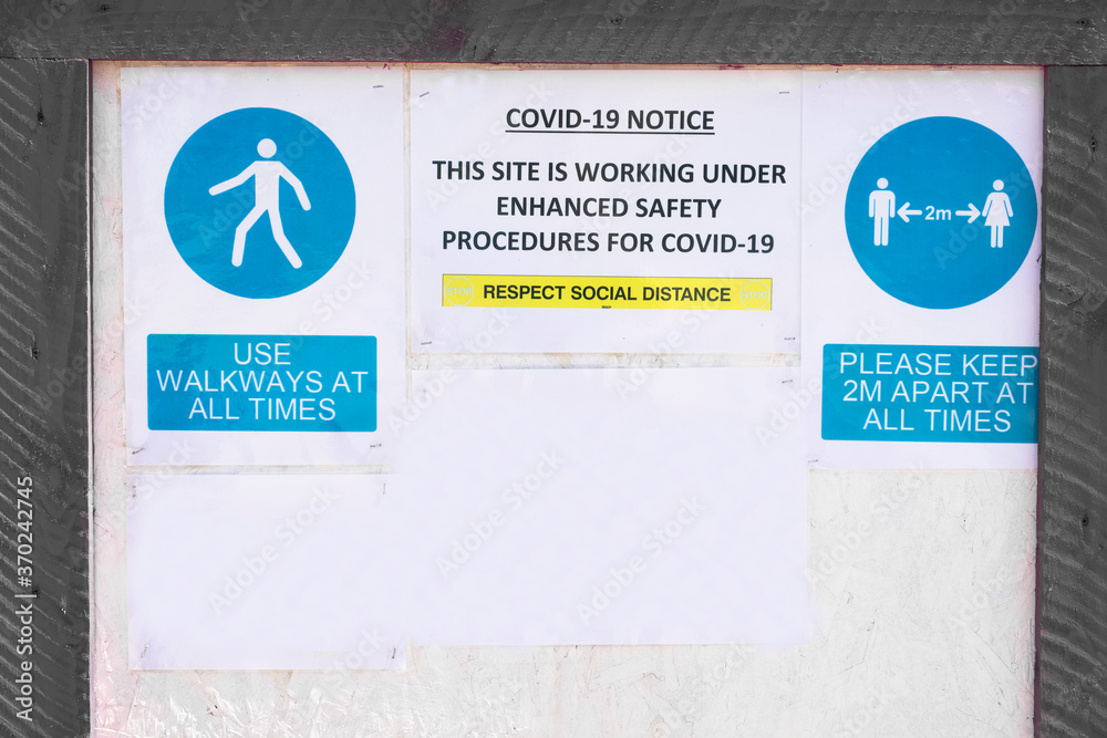 Construction site health and safety message rules sign board signage on ...