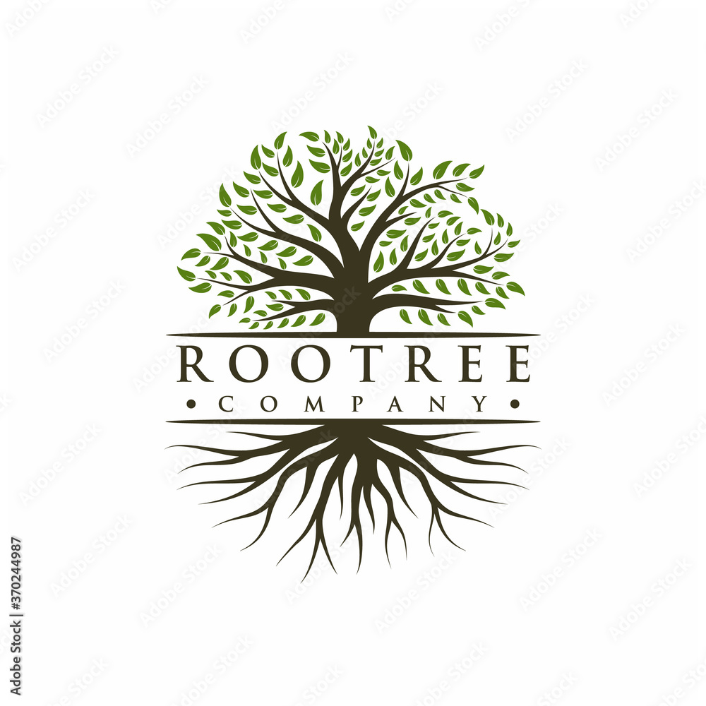 Vibrant tree logo design, tree and root vector. Tree of life logo ...