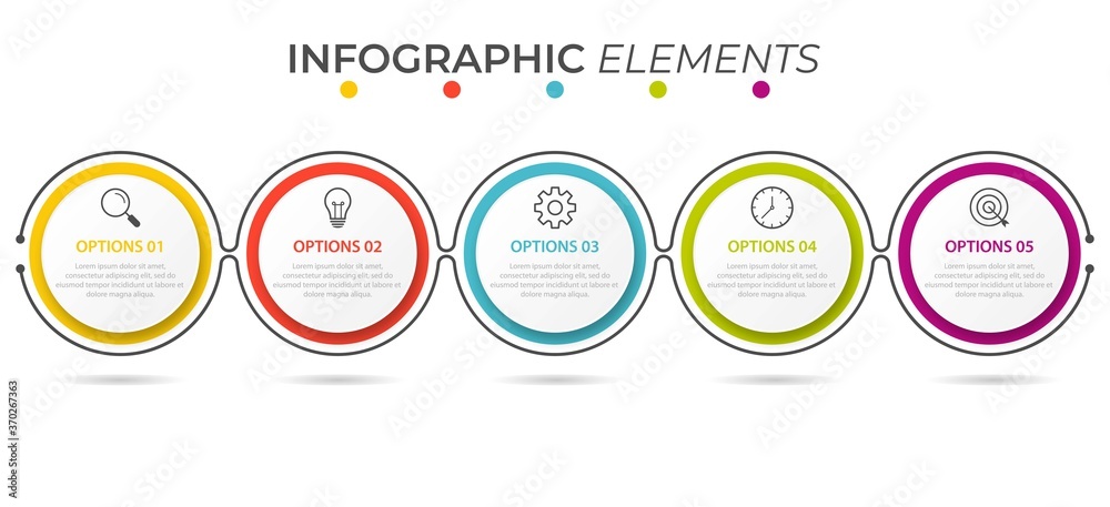 Vector Infographic thin line design with icons and 5 options or steps ...