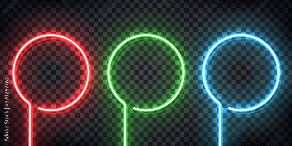 Vector set of realistic isolated neon sign of circle frame for template ...