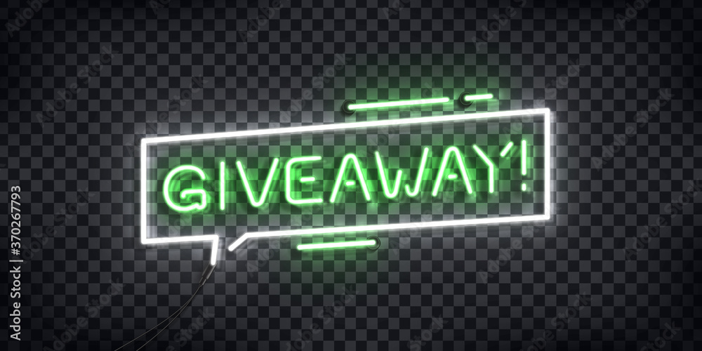 Vector realistic isolated neon sign of Giveaway logo for template ...