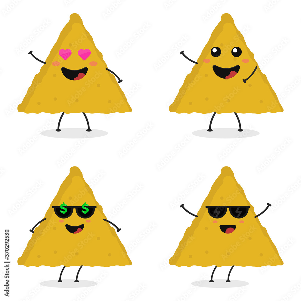 Cute flat cartoon nachos illustration. Vector illustration of cute ...
