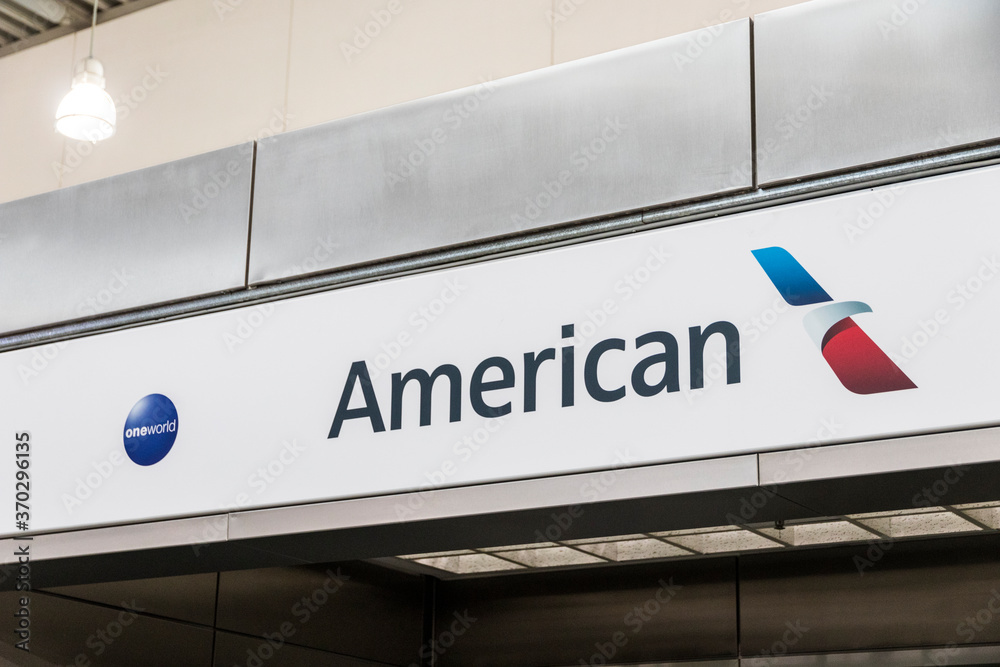 Athens, Greece. Logo of American Airlines, a major American airline ...