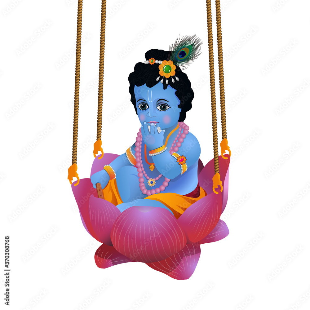 Vector Illustration of Lord Krishna sitting on cradle Stock ...