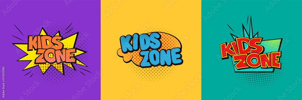 Kid zone vector banner, logo. Kid's playground funny design Stock ...