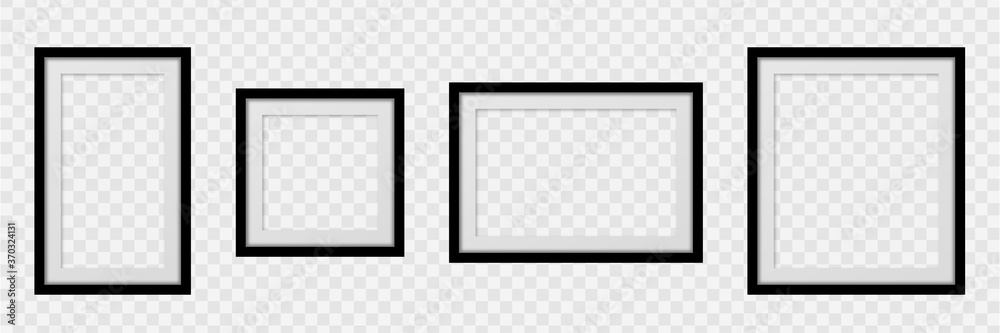 Set Realistic empty frames on transparent background. Collection square ...