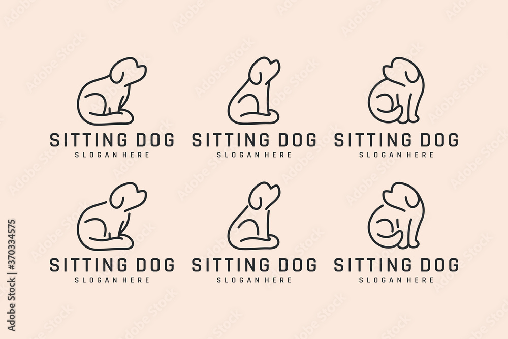 set sitting dog with line concept logo design inspiration Stock Vector ...