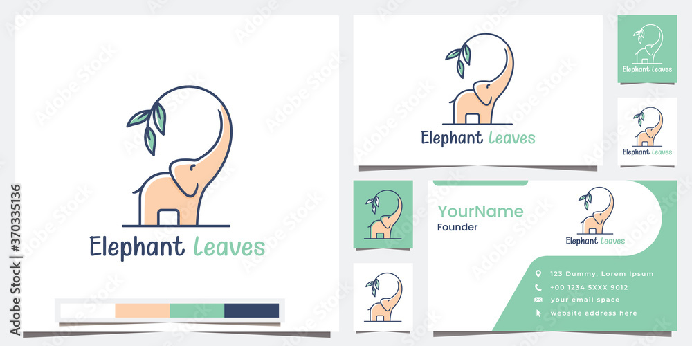 elephant leaves logo design inspiration Stock Vector | Adobe Stock