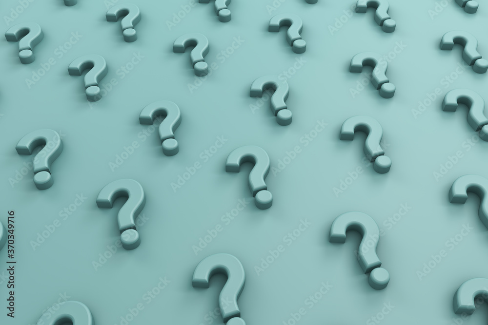 3d rendering of question mark on turquoise minimalistic background ...